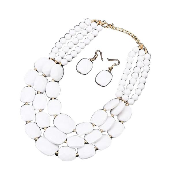 商品名: MEQNOIG 3層ビーズステートメントネックレス レディース ハンドメイド アクリル レッドビーズネックレス ボーホー チャンキーネックレス コスチュームジュエリー, アクリル, アクリル MEQNOIG 3 Layered B...