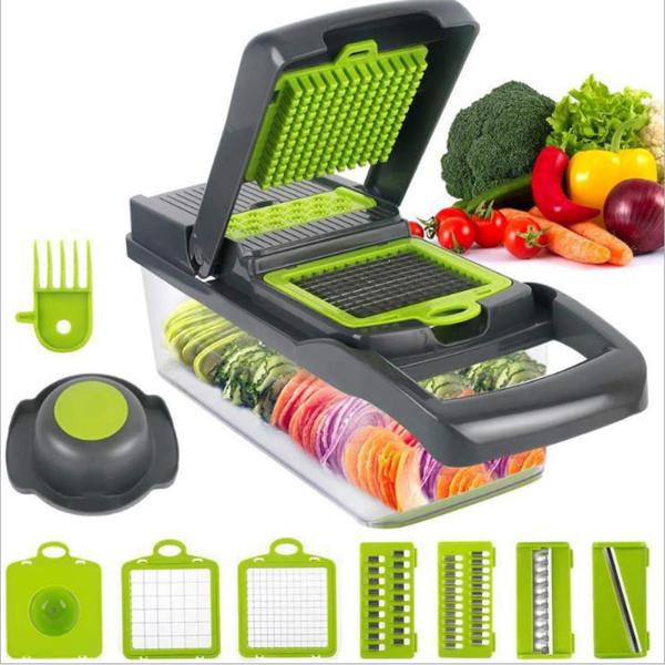 商品名:  Vegetable Chopper Slicer, 15 in 1 Potato Slicer Potato Chopper Dicer Radish Grater with Container Manual Veggie Ch...