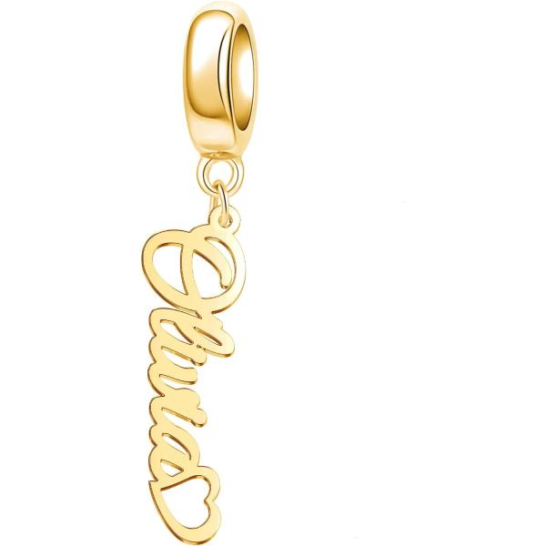 商品名QeenseKc 14K Gold Filled Olivia Name Heart Charm Personalized for Pandora Bracelet Necklace Women Girl Giftブランド：Qeens...