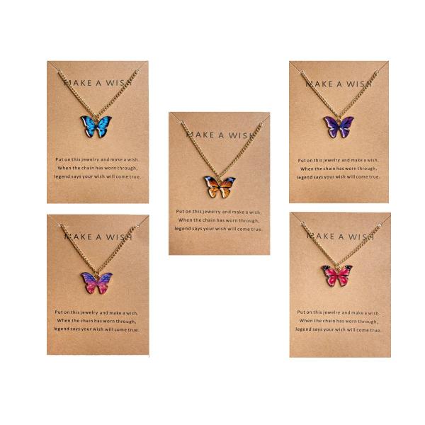 商品名: FUTIMELY キュートなバタフライペンダントネックレス レディース ティーンガールズ 4/5個 バタフライチェーンネックレス カラフルな動物 ミニマリスト チャーム メッセージカードジュエリー付き, 亜鉛, 宝石なし FUTI...