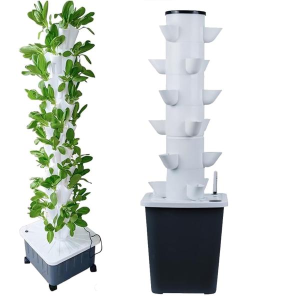 商品名: IINCOOY DIY バルコニー 水耕栽培システム 取り外し可能 PP 植民地化カップ ホームガーデン ファーム 温室 垂直 タワー プランター(色: 30穴) IINCOOY DIY Balcony Hydroponic Gr...
