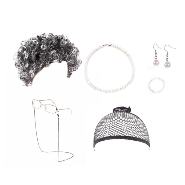 商品名:  Hair Insurance Leave in Conditioner Old Lady Wig Granny Cosplay Wig Old Lady Costume For Women Grandma Wig Cap Gla...