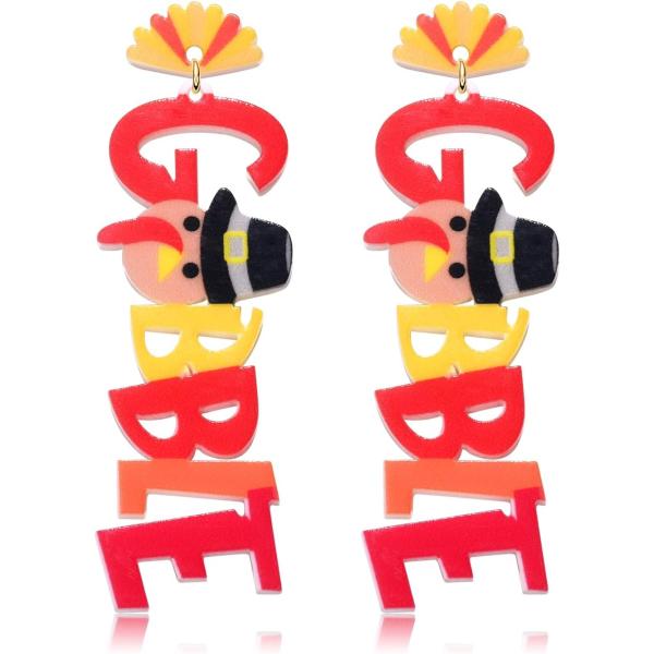 商品名感謝祭 秋 イヤリング レディース 感謝祭 秋 メープルリーフ イヤリング アクリルイヤリング ゴブルドロップ ダングルイヤリング 秋のイヤリング バルクパック ホリデーイヤリング, アクリル, 宝石なしThanksgiving Fa...