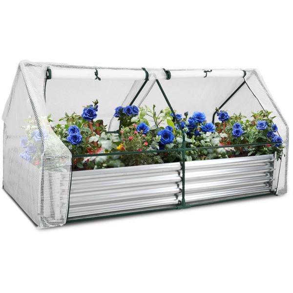商品名: FAHKNS ポータブルアーチ型温室 亜鉛メッキ上げガーデンベッド 寒い霜や鳥や昆虫から植物を保護するためのPEカバー 果物、野菜、花用のガーデンボックスキット 71インチ x 35インチ x 35インチ FAHKNS 6x3x3...