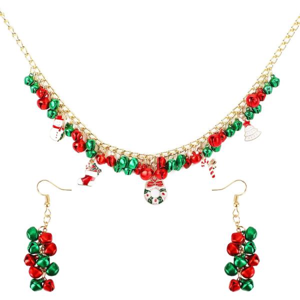 商品名XIHIRCD クリスマスイヤリングネックレスセット かわいいクリスマスジングルベルネックレス クリスマスジュエリー製作キット クリスマスイヤリングチャーム レディース ガールズ パーティーの記念品, 金属, 合金。XIHIRCD C...
