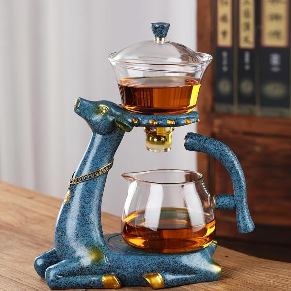 商品名:  Lazy Kungfu Drip TeaPot, Heat Resistant Tea Set, Semi-Automatic Glass Teapot Suit for Magnetic Water Flow Wooden G...