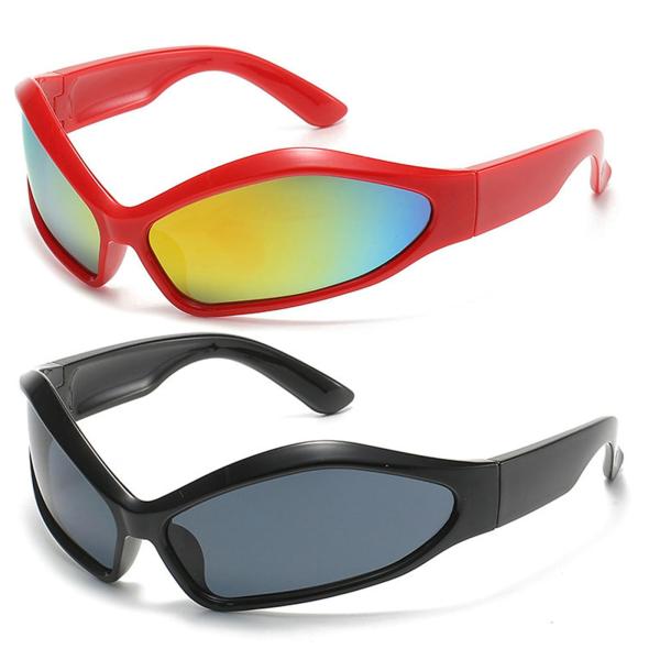 商品名:  willochra 2pcs Trendy Irregular Punk Sunglasses Women Men Outdoor Sports Eyewear Cycling UV400 Sun Glasses Y2k Hip...