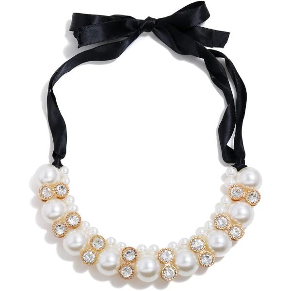 商品名カラフル キラキラ パール ネックレス ペンダント イヤリング パール ダイヤモンド リボン ネックレス パール ジュエリー パール ジュエリー ウェディング ギフト 花嫁 メイド・オブ・オナー, 金属, 金属COLORFUL BLI...