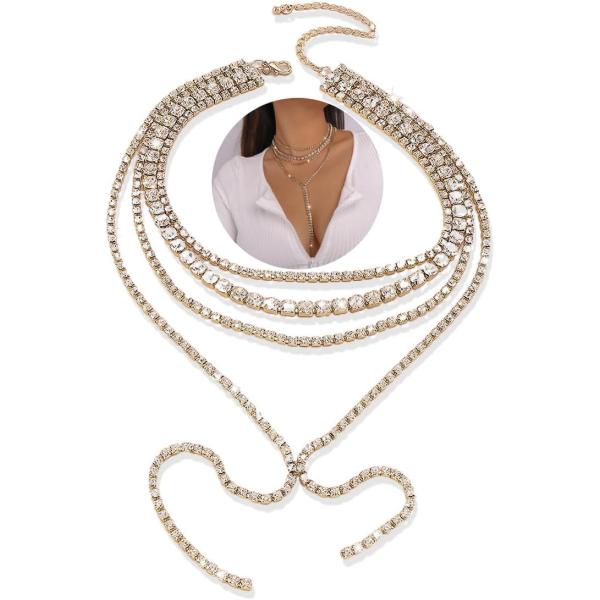 商品名FUTIMELY ボーホー レイヤードラインストーンネックレス レディース ガールズ ロングペンダント Yネックレス クリスタルチョーカーチェーン ステートメントネックレス ウェディング ブライダルジュエリー, 亜鉛, 宝石なしFUT...