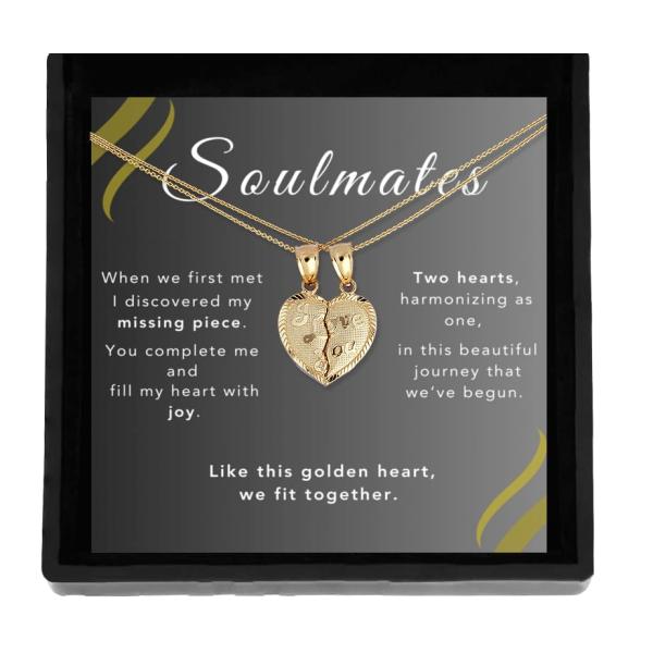 商品名: 純金 カップルネックレス カップルネックレス 2個セット カップルネックレス ソウルメイトネックレス レズビアンネックレス to My Soulmate, ゴールド, 宝石なし Solid Gold Couples Necklac...