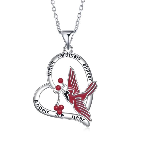 商品名: TALYKONG カーディナルネックレス 女性用 When Cardinals Appear Angels are Near Red Cardinal Heart ペンダント メモリアルジュエリー 女の子へのギフト, 真鍮, 宝石...