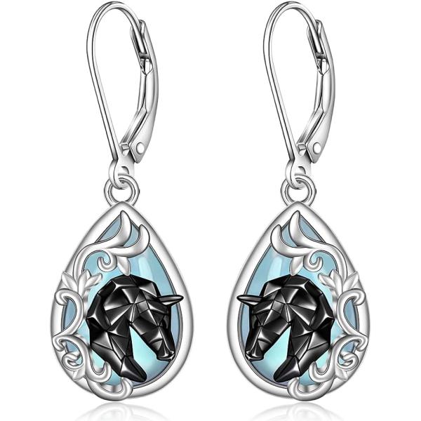 商品名馬ピアス レディース スターリングシルバー ムーンストーンピアス 折り紙 馬 ダングル ウエスタン 乗馬ジュエリー ラッキースタッド 動物テーマ クリスマス愛好家 ホリデーギフト, キュービックジルコニアHorse Earrings ...