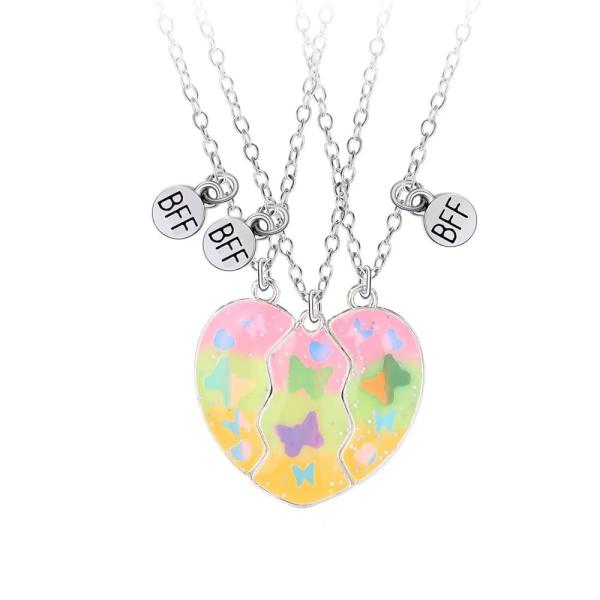 商品名: ハーフハートバタフライペンダント BFFネックレス 3段階傾斜ランプ磁気マッチングフレンドネックレス バタフライペンダント ベストフレンド 永遠の友情ネックレス 女の子へのギフト 誕生日 クリスマスネックレス, 金属, 宝石なし ...