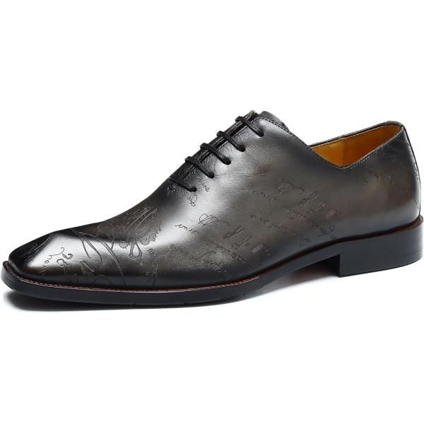 商品名Santimon Men's Handmade Genuine Leather Plain Toe Leather Brogues Oxfords Dress Formal Derby Shoes Grey 11 USブランド：San...