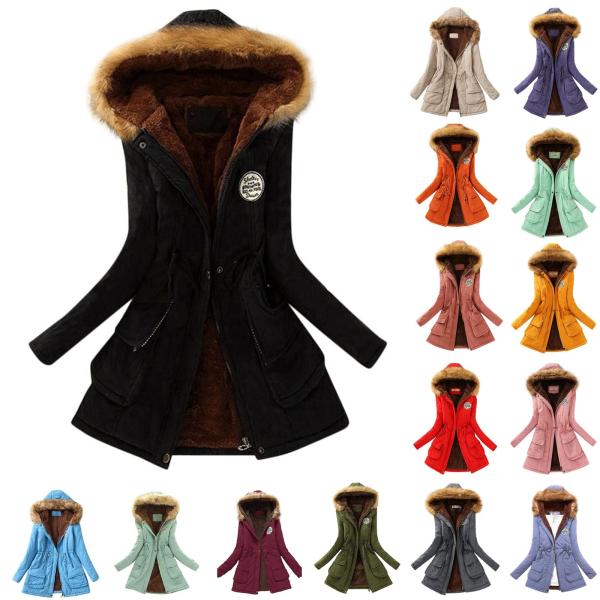 商品名:  Womens Winter Coats Fleeced Lined Parka Plus Size Faux Fur Thicken Warm Jacket Zip Up Long Outwear with Pockets Pl...