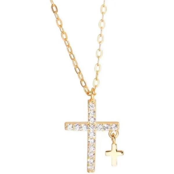 商品名ビッグクロス リトルクロス ネックレス, 15.75 inch chain, 亜鉛, ジルコンDainty Double Cross Necklace Women'sブランド：Generic商品サイズ：15.75 inch chain...