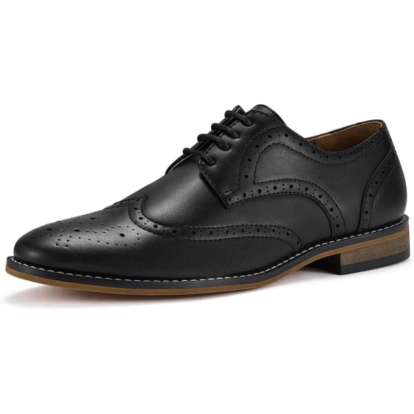 商品名HEEZ Men's Oxfords Classic Wingtip Lace Up Dress Shoes Comfortable Business Office Formal Shoes Size 9 Blackブランド：HEEZ...