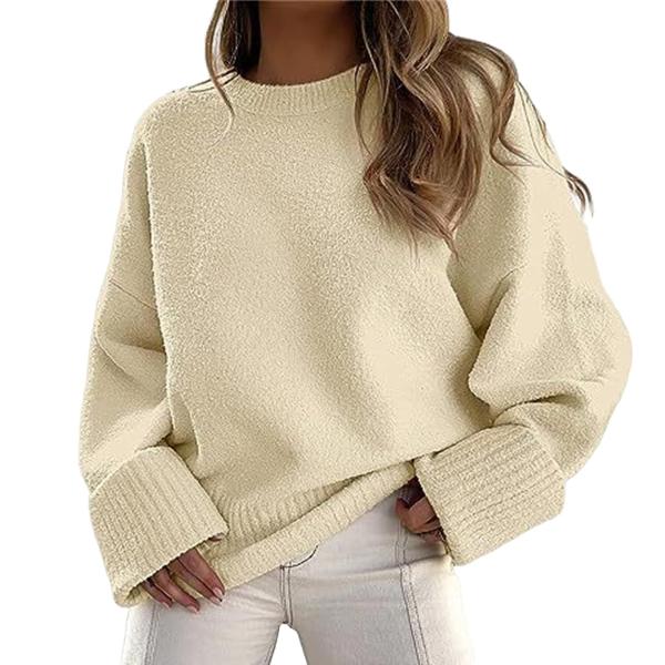 商品名:  Crewneck Long Sleeve Oversized Sweaters for Women Fuzzy Knit Chunky Warm Pullover Top Solid Casual Loose Fall Jump...