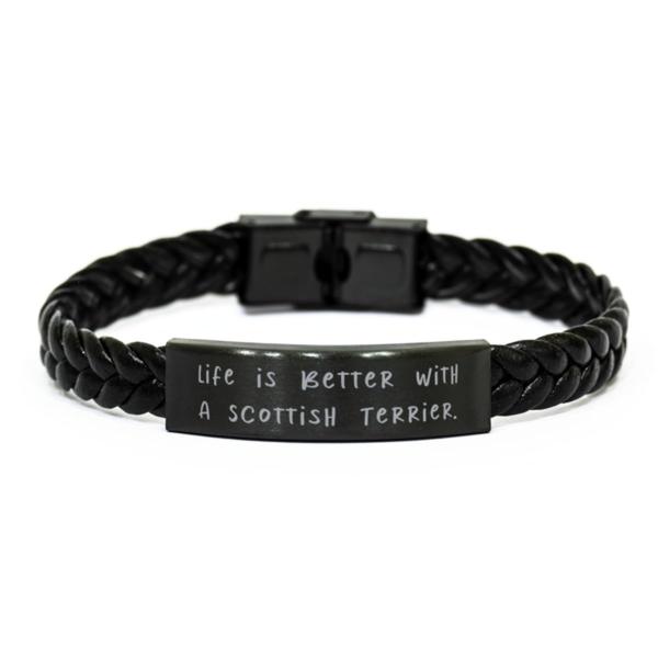 商品名:  Artist Unknown Nice Scottish Terrier Dog Gifts, Life is, Scottish Terrier Dog Braided Leather Bracelet From Friend...