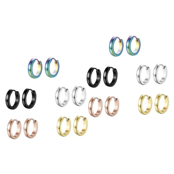 商品名:  Abaodam 10 Pcs Curved Earrings Round Earrings Stainless Steel Earrings for Women Curved Stud Earrings Stainless St...