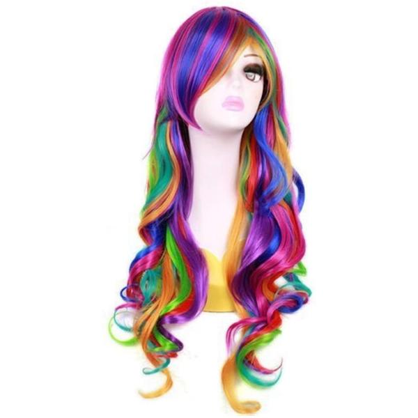 商品名:  TEKNIS Wigs Colorful Rainbow Wig woman air Volume Hand-Rolled Synthetic Cosplay Wig Pastel Colorful Costume Wigブラン...