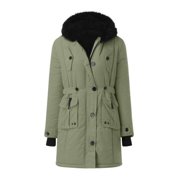 商品名:  LAGKQS Winter Coats for Women Plus Size Solid Long Sleeve Thick Thermal Long Parkas with?Faux?Fur?Trim Slouchy Puf...