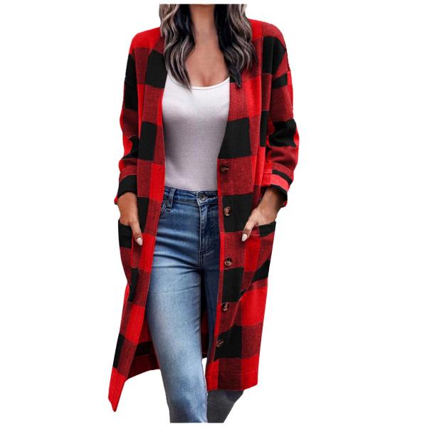 商品名:  Black of Friday Sales Womens Casual Plaid Shacket Tartan Jacket Oversized Long Sleeve Collared Trench Shirt Woolen...