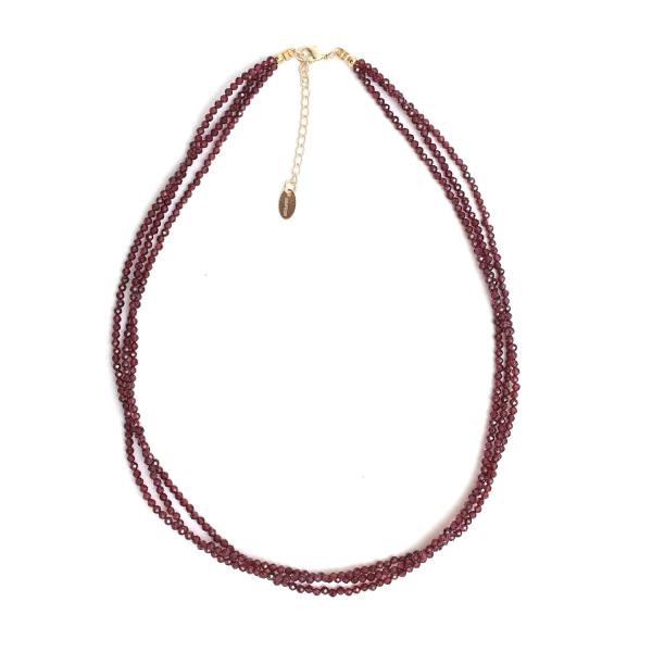 商品名Gempires Red Garnet Triple Layered Beaded Necklaces for Women, Crystal Choker Style, January Birthstone, Gift for Her...