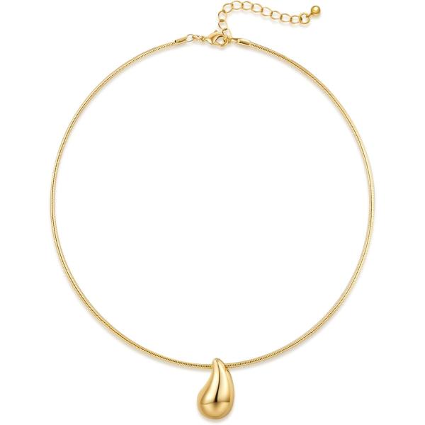 商品名INNERDIVA ゴールドティアドロップネックレス レディース デュプウォータードロップペンダント ジュエリー ゴールドネックレス 誕生日ギフト, 真鍮, 宝石なしINNERDIVA Gold Teardrop Necklace f...