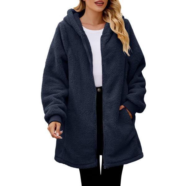 商品名:  LEMONONSTORE Womens Casual Zip Up Long Jacket Warm Winter Fleece Teddy Coats Loose Hoodie Faux Fur Outerwear Tunic...