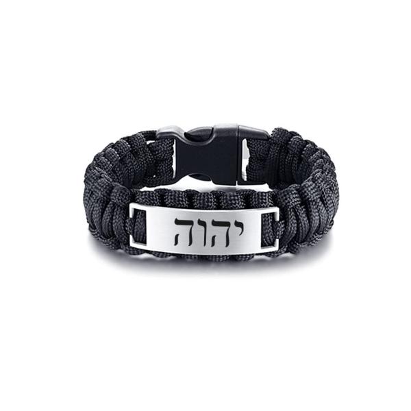 商品名:  Men's Hebrew Bracelet YHWH Yeshua Jehovah Names of God Handmade Braided Survival Paracord Cuff Bangle Jewish Bible...