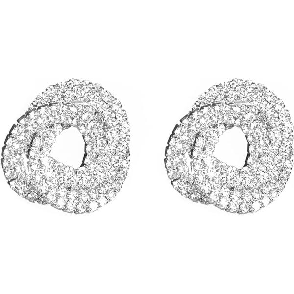 商品名Supra Diamanto バレンタインデー ウェディング シルバー/イエローブラウン 織物 ラブノット スタッドピアス ジュエリー ツイスト ラブノット スタッド イヤリング レディース ガールズ, 銅合金。, 宝石なしSupra...