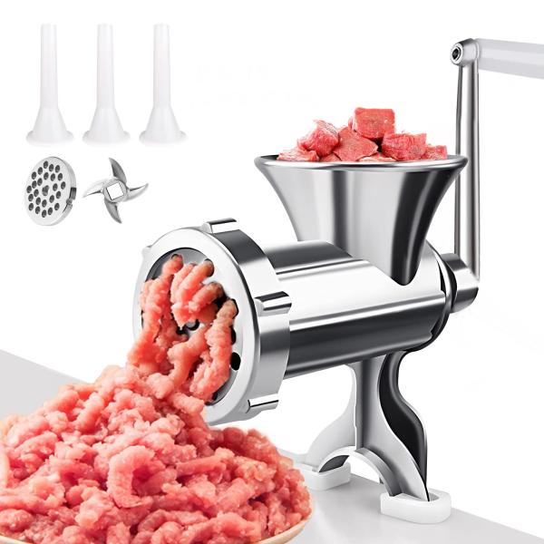商品名: 肉挽き器 手動ミンサー - 手動ミートグラインダー ソーセージメーカー テーブルマウント ポークミンサー ソーセージスタッファー じょうご 自家製ハンバーガーパテ 手操作 キッチンツール#2 (02) Meat Grinder M...