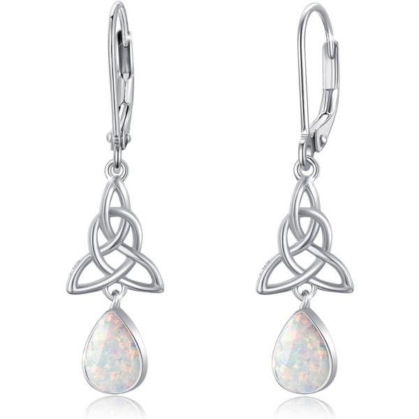 商品名Cuoka ケルトオパールイヤリング 925スターリングシルバー ティアドロップオパール ドロップダングルイヤリング 絶妙なケルトノットオパールダングルイヤリング 低刺激性 オパールジュエリー 誕生日ギフト レディース ガールズ, ス...