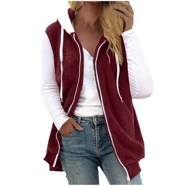 商品名:  Abrigos de lana y guisantes para mujer Women Fall Winter Sherpa Hoodie Vest Jackets Sleeveless Shaggy Warm Outerwe...