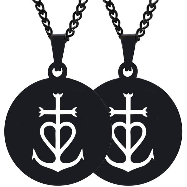 商品名ZOVIVI 2PCS Faith Hope Charity Anchor Heart Stainless Steel Cross of Camargue Gardians Pendant Necklace Chainブランド：ZOV...