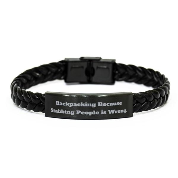商品名:  Appreciation Backpacking Braided Leather Bracelet, Backpacking, Special Gifts for Men Women from Friends, Birthday...