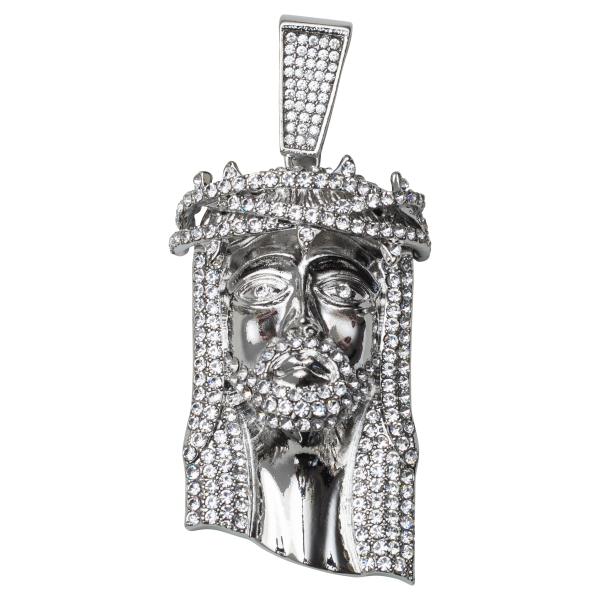 商品名:  ICEDTAG Full Ice Bling Out Large Religious Jesus Head Pendant, 16" 18" 20" 24" Gold/White Gold Plated Hip Hop Miam...