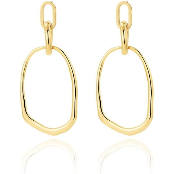 商品名FANJURNEY 18Kゴールドイヤリング フープダングルイヤリング レディース ガールズ 円形イレギュラーイヤリング 複数のスタイルジュエリー 誕生日パーティー用, 亜鉛, 宝石なしFANJURNEY Gold Earrings ...