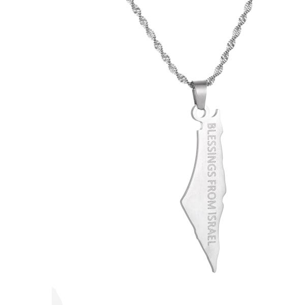 商品名Israel Map Pendant Necklaces Women Gifts Israeli Arabic Hebrew Jewelry (Silver 1)ブランド：Chuangbang Jewelry商品サイズ：高さ：0.5 ...