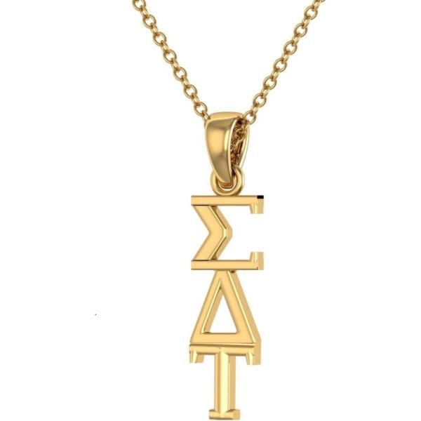商品名King Greek Sigma Delta Tau 縦型 イエローゴールドメッキ スターリングシルバー 18インチチェーン付き, スターリングシルバー, 宝石なしKing Greek Sigma Delta Tau Vertical...