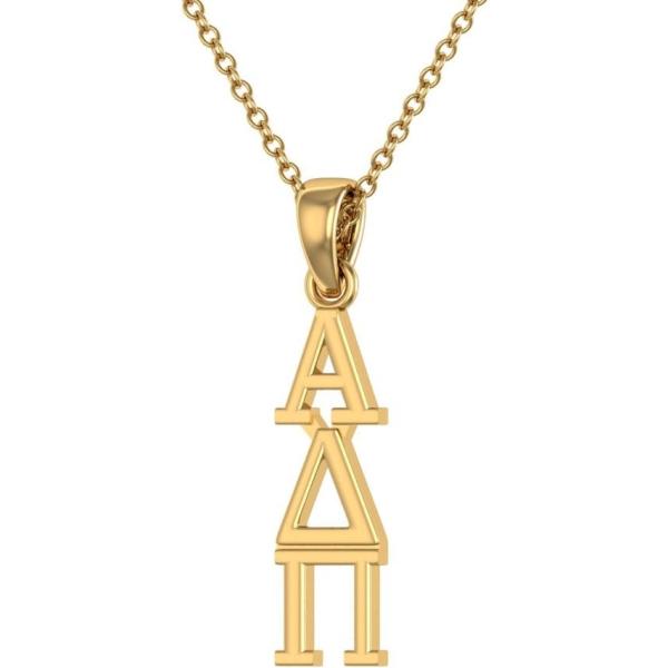 商品名King Greek Alpha Delta Pi 縦型 イエローゴールドメッキ スターリングシルバー 18インチチェーン付き, Yellow Gold, 宝石なしKing Greek Alpha Delta Pi Vertical ...