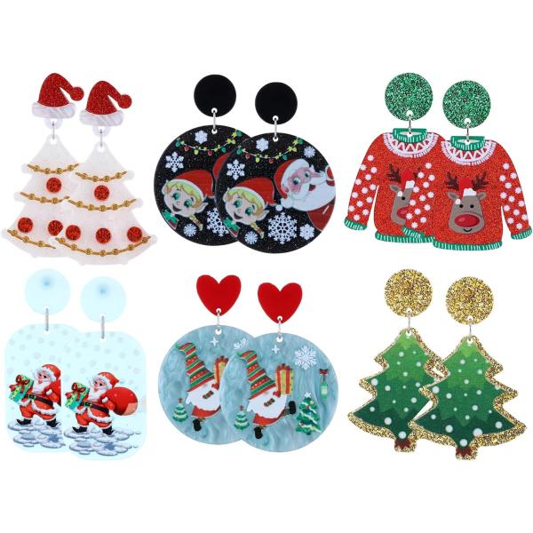 商品名Cooluckday クリスマスイヤリング レディース クリスマスギフト ぶら下がっているアクリル製 クリスマスツリー ジンジャーブレッド 男 キャンディ 雪だるま イヤリング クリスマススタッドイヤリング, アクリル, 合成アレキサ...