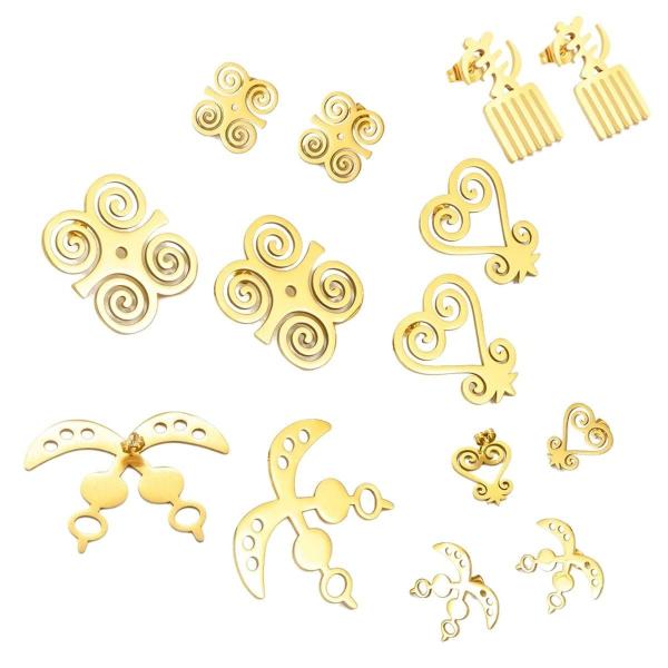 商品名:  African Ancient Cultural Symbol Stud Earrings Stainless Steel Akofena Adinkra Gye Nyame Sankofa Ethnic Jewelryブランド...