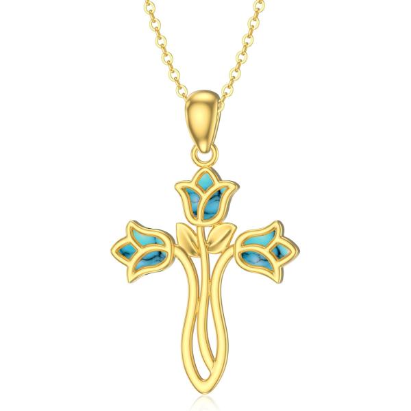 商品名MeetMuse 10K 14K 18K Tulips Abalone Shell Necklace Gold/Rose Gold/White Gold Tulip Pendant for Women Birthday Mother'...