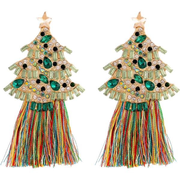 商品名VANGETIMI クリスマスツリーイヤリング クリスマスタッセルダングルイヤリング グリーン クリスマスホリデーイヤリング レディース ガールズ フェスティバルジュエリーギフト, ラインストーン ガラス ラインストーン ガラス スト...