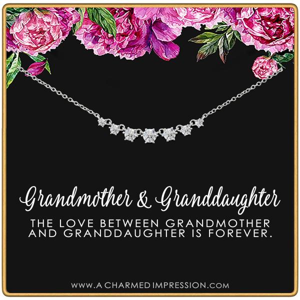 商品名Grandmother &amp; Granddaughter   Unique Gift for Grandma   Silver or Gold   Intentional Keepsake Jewelry - 7 Crystal...