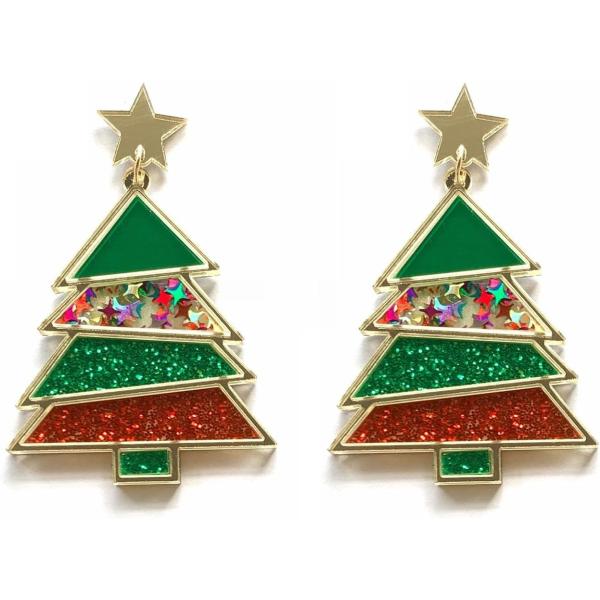 商品名クリスマス スパークリング ツリー ドロップ ダングル カラフル アクリル イヤリング グリッター スター クリスマス パーティー アクセサリー ホリデー フェスティバル ステートメント かわいい スウィート ジュエリー ギフト 女性...