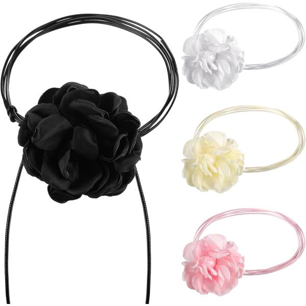 商品名Landical ローズチョーカー フラワーチョーカーネックレス ビッグフローラルネックレス レディース ガールズ パーティー 花嫁 ウェディングパーティー サマーネックレス 4個, 主に布地。, 主に布地。Landical 4 Pc...