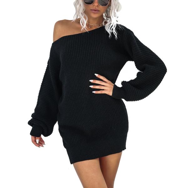 商品名:  DMOYALA Women's 2023 Sweater Dress Off The Shoulder Mini Dress Black Fall Winter Casual Oversized Cable Knit Short...